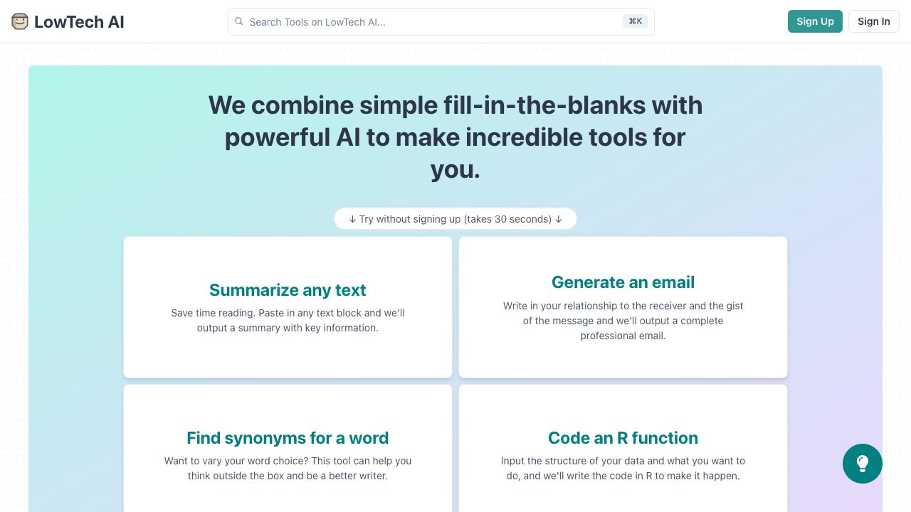 LowTech AI - Tools Directory | Toolidx